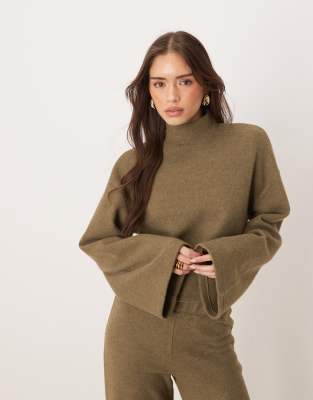 ASOS DESIGN funnel neck supersoft top in olive - part of a set | ASOS