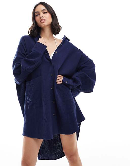ASOS DESIGN - Gelaagde oversized overhemdjurk met verlaagde zakken in ... ASOS DESIGN - Gelaagde oversized overhemdjurk met verlaagde zakken in ...