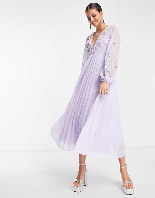 ASOS DESIGN - Geplooide midi-jurk van dobbystof met gedraaide voorkant ... ASOS DESIGN - Geplooide midi-jurk van dobbystof met gedraaide voorkant ...