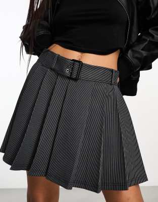 ASOS DESIGN - Geplooide mini-rok met krijtstreep | ASOS