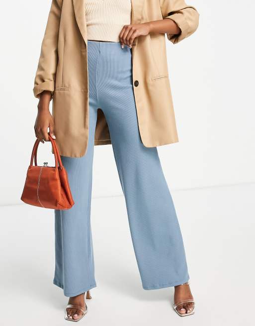 Asos Design Gerippte Dad Hose In Blau Asos