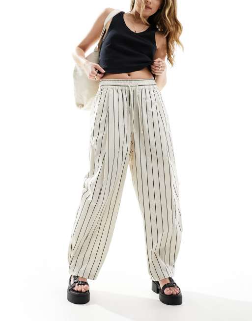 Asos Design Gestreifte Baggy Hose Mit Elastischem Bund Und Bundfalten