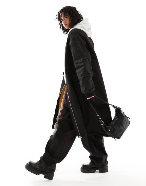 ASOS DESIGN - Giacca bomber oversize nera taglio lungo | ASOS