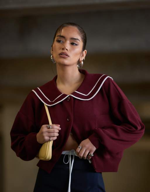ASOS DESIGN - Gilet coupe carrée avec col - Bordeaux | ASOS