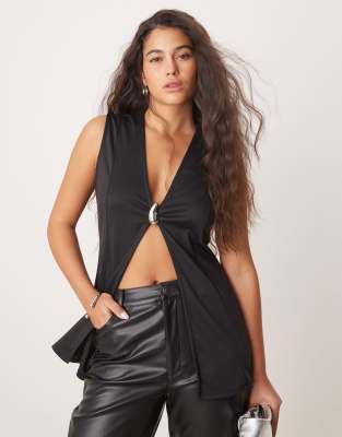 ASOS DESIGN - Gilet de costume en maille point de Rome - Noir | ASOS