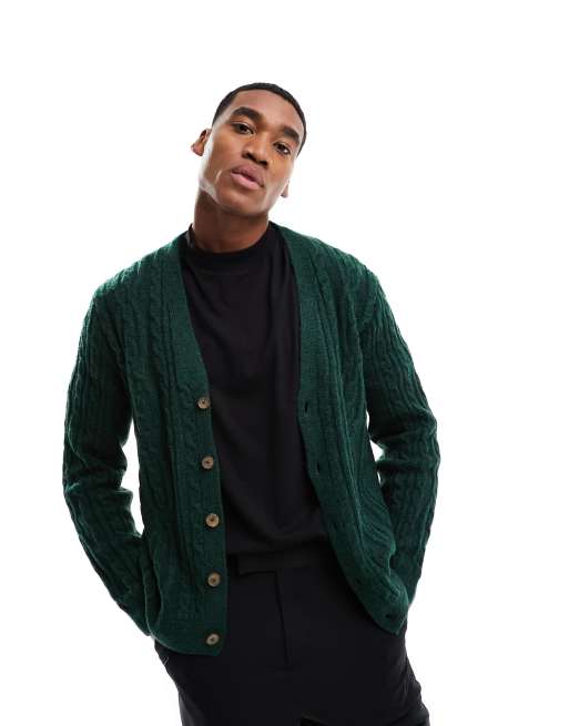 ASOS DESIGN - Gilet en maille torsadée épaisse - Vert | ASOS