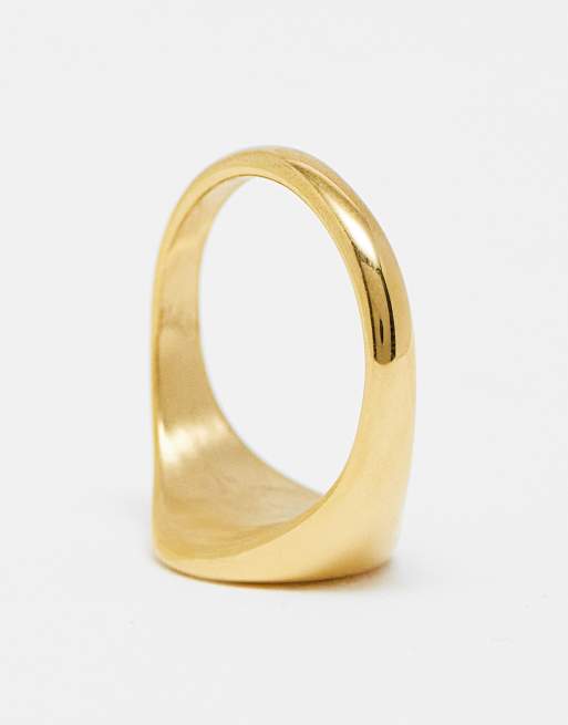 ASOS DESIGN Goldfarbener Ring fur den kleinen Finger aus wasserfestem Edelstahl ASOS