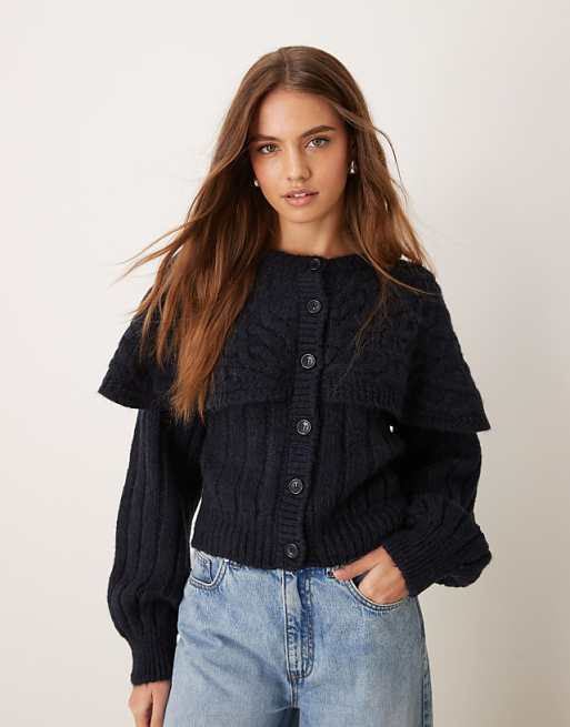 ASOS DESIGN – Granatowy kardigan z dzianiny o warkoczowym splocie | ASOS ASOS DESIGN – Granatowy kardigan z dzianiny o warkoczowym splocie | ASOS