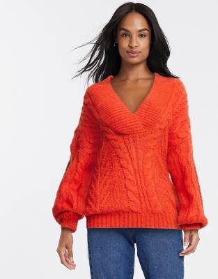 ASOS DESIGN – Grobstrick-Pullover in Oversize mit V-Ausschnitt und ...