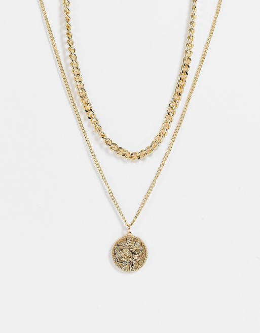 ASOS DESIGN – Guldfärgat halsband i flera lager med St Kristoffer-hänge ... ASOS DESIGN – Guldfärgat halsband i flera lager med St Kristoffer-hänge ...