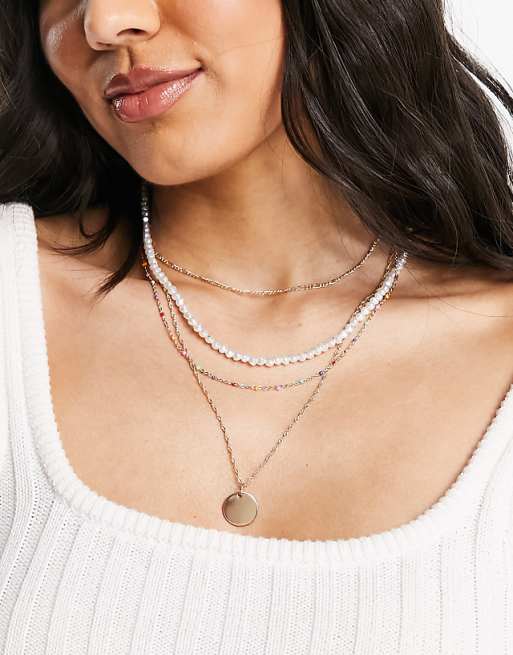 ASOS DESIGN – Guldfärgat halsband i flera rader med regnbågspärlor och ... ASOS DESIGN – Guldfärgat halsband i flera rader med regnbågspärlor och ...