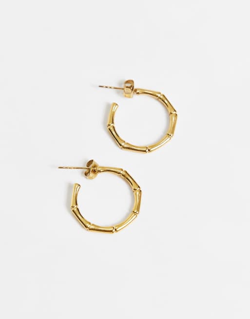 Asos Design Guldfarvede 20 Mm Hoop øreringe Med Bambusdesign I