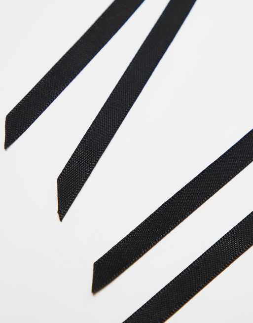 ASOS DESIGN hair clips with thin ribbon bow detail in black | ASOS