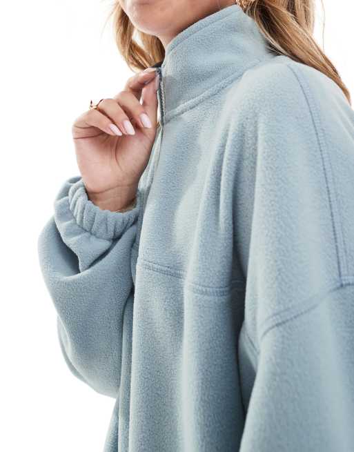 ASOS DESIGN half zip fleece in pale blue | ASOS