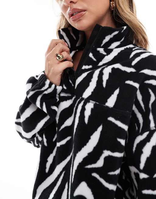 ASOS DESIGN half zip fleece in zebra | ASOS