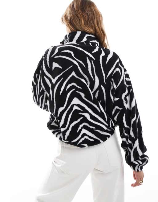 ASOS DESIGN half zip fleece in zebra | ASOS