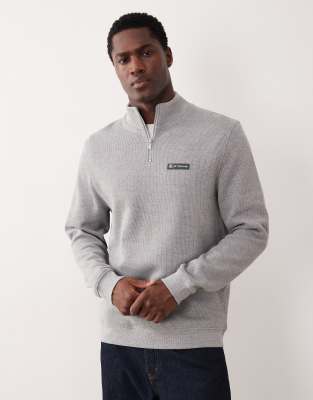 ASOS DESIGN half zip sweatshirt with rubberised badge in grey marl | ASOS