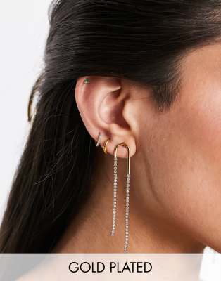 ASOS DESIGN – Hängeohrringe mit 14-Karat-Vergoldung und schlichtem ...