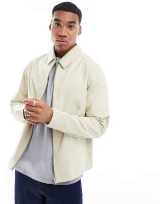 ASOS DESIGN harrington jacket in stone | ASOS