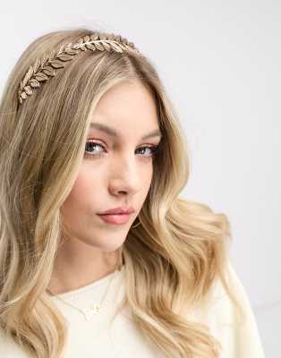 ASOS DESIGN headband with leaf design in gold tone | ASOS