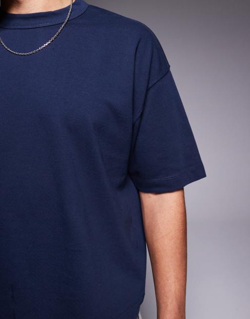 ASOS DESIGN heavyweight boxy oversized T-shirt in navy | ASOS
