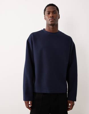 ASOS DESIGN heavyweight oversized boxy long sleeve t-shirt in navy ...