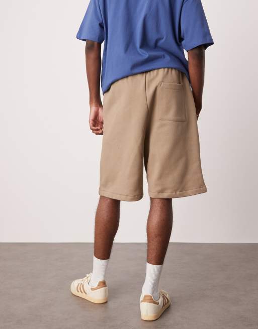 ASOS DESIGN heavyweight oversized shorts 400gsm in beige | ASOS