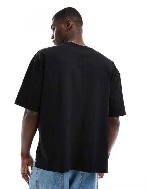 ASOS DESIGN heavyweight oversized step hem T-shirt in black | ASOS