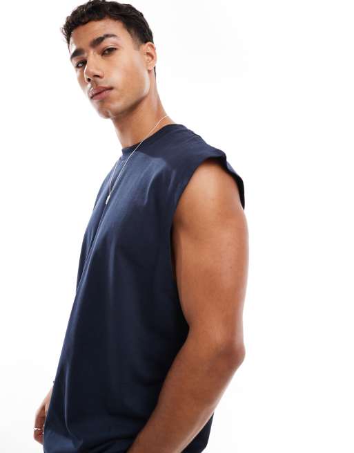 ASOS DESIGN heavyweight oversized tank in navy | ASOS