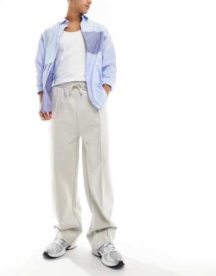 ASOS DESIGN heavyweight oversized wide leg sweatpants in white heather ...