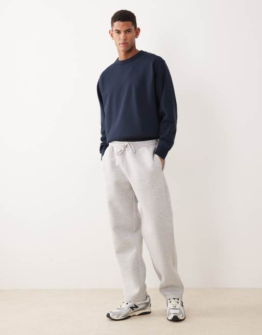 ASOS DESIGN heavyweight straight leg trackies in grey marl in scuba ...