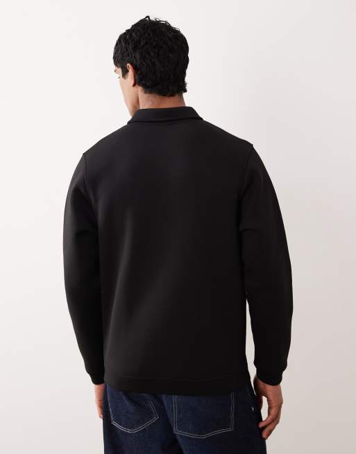 ASOS DESIGN heavyweight zip-up shacket in black scuba-style fabric | ASOS