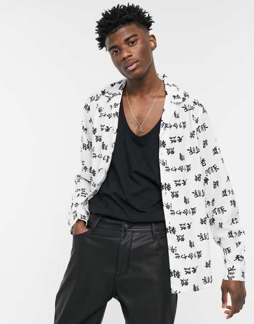 Asos Design Hemd In Weiß Mit Print In Regulärer Passform Asos