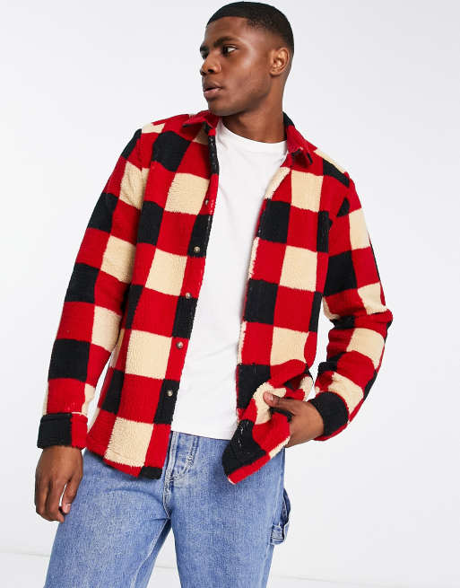 Asos Design Hemdjacke Aus Teddyfell Mit Schachbrettmuster Asos