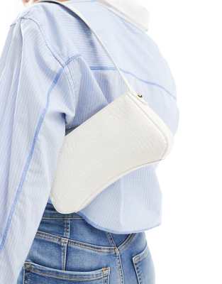 ASOS DESIGN hi-shine curved base shoulder bag in white | ASOS