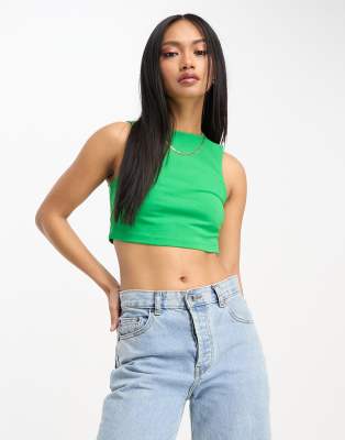 ASOS DESIGN high neck super crop singlet in bright green | ASOS