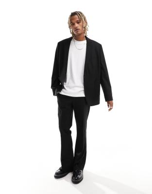 ASOS DESIGN high rise flare suit pants in black | ASOS