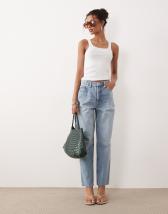 ASOS DESIGN Curve high rise relaxed dad jeans in light wash | ASOS
