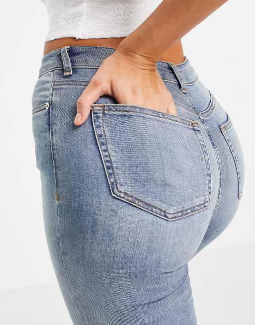 Asos Design High Rise Ridley Skinny Jeans In Vintage Midwash Asos