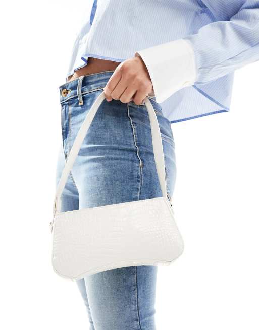 ASOS DESIGN high shine curved base shoulder bag in white | ASOS