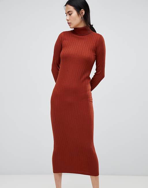 ASOS DESIGN – Hochgeschlossenes, geripptes Midikleid | ASOS ASOS DESIGN – Hochgeschlossenes, geripptes Midikleid | ASOS