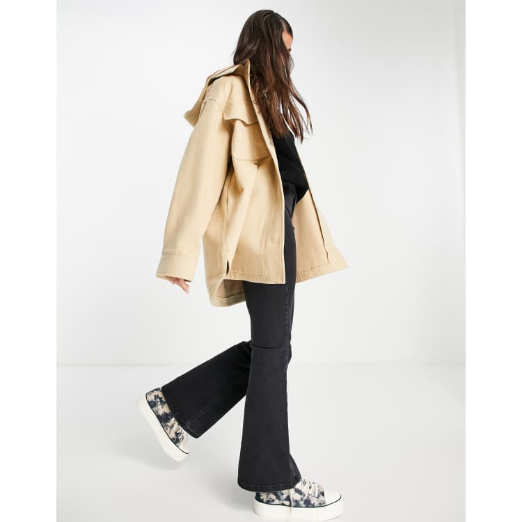 ASOS DESIGN Brushed Shacket in Camel Women's Size 6 NWT - munimoro.gob.pe