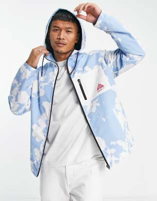 ASOS DESIGN hooded rain jacket in cloud print with chest logo | ASOS