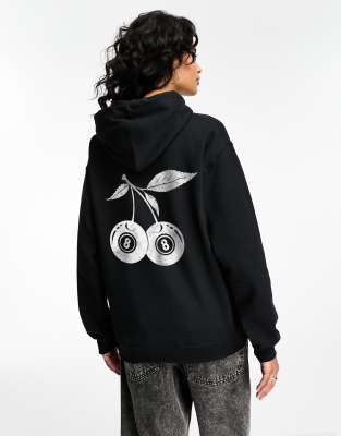 ASOS DESIGN hoodie with cherry graphic in black | ASOS