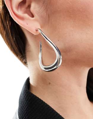 ASOS DESIGN hoop earrings with abstract twist design in silver tone | ASOS