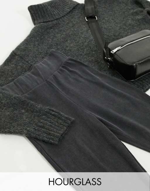 ASOS DESIGN Hourglass acid wash rib legging in charcoal | ASOS
