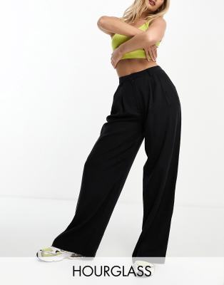 ASOS DESIGN Hourglass casual wide leg trouser in black | ASOS
