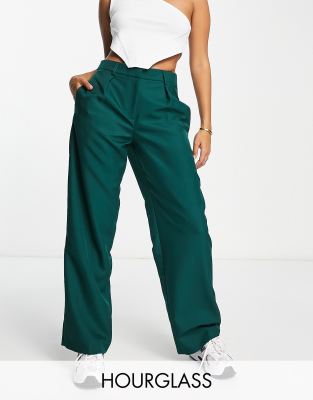 ASOS DESIGN Hourglass everyday slouchy boy pants in dark green | ASOS