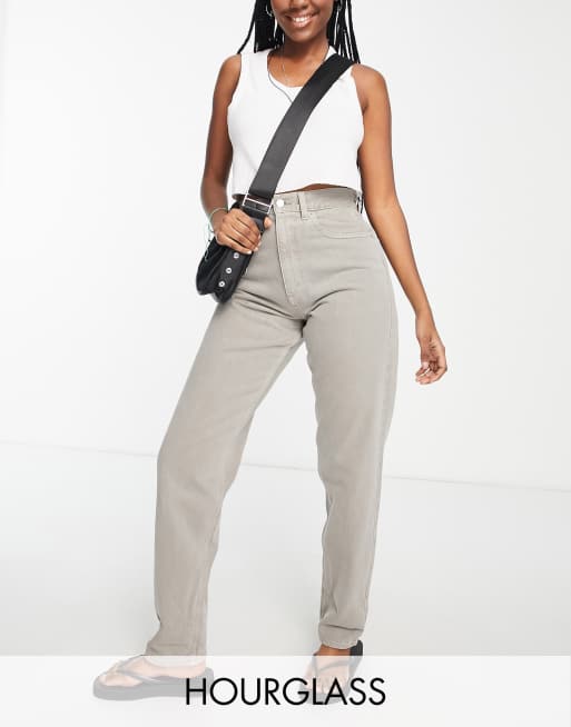 Asos Design Hourglass High Waist Slouchy Mom Jean In Mushroom Brown