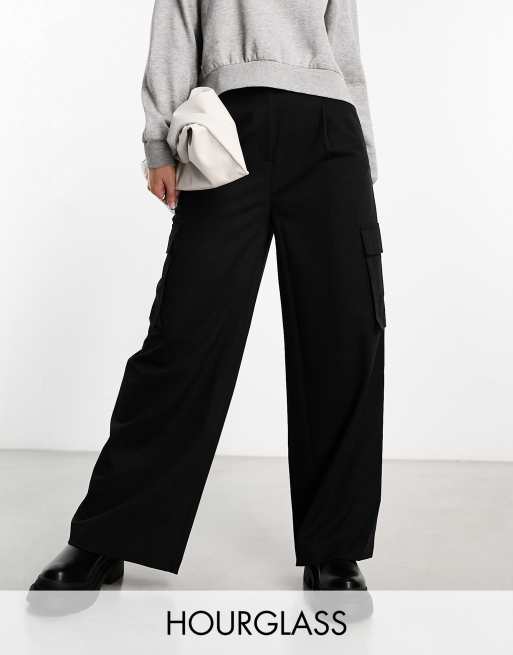 Asos Design Hourglass Tailored Cargo Pants In Black Asos